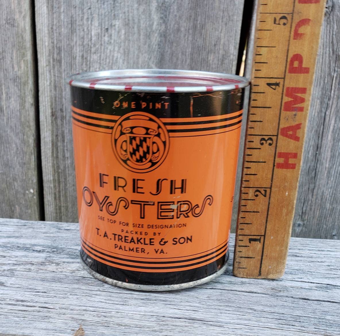 Oyster Tin Pint Size Advertising Can T. A. Treakle & Son - Etsy