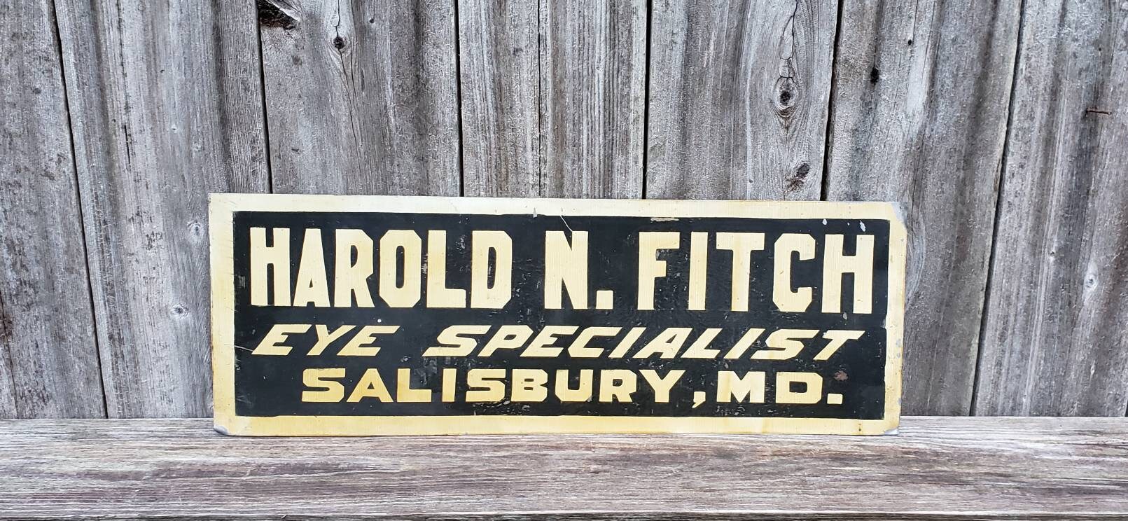 Antique Tin Sign Harold N. Fitch Eye Specialist Salisbury | Etsy