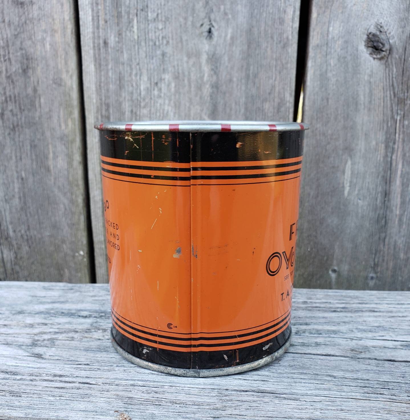 Oyster Tin Pint Size Advertising Can T. A. Treakle & Son - Etsy