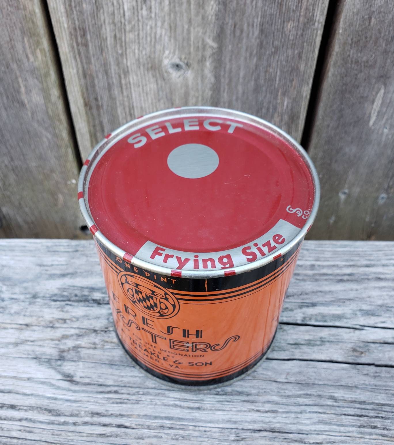 Oyster Tin Pint Size Advertising Can T. A. Treakle & Son - Etsy