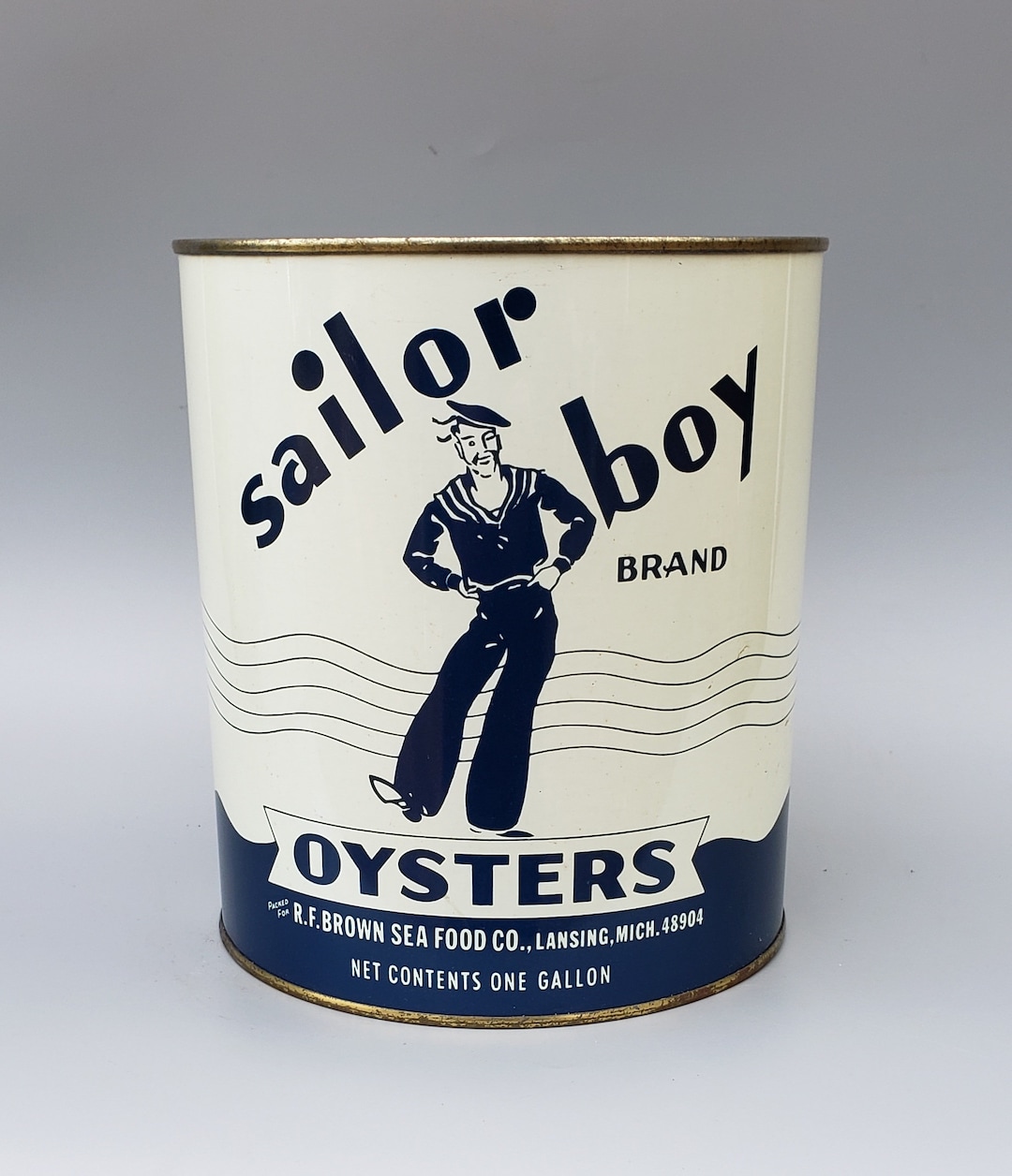 Oyster Tin Sailor Boy Brand Gallon Advertising Can Navy - Midshipman MD ...