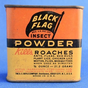 Vintage Insect Powder Tin Advertising Can Black Flag A. S. Boyle Co ...