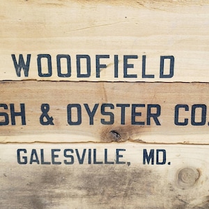 Wooden Box Woodfield Fish and Oyster Co. Seafood Crate From Galesville ...