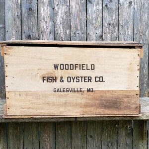 Wooden Box Woodfield Fish and Oyster Co. Seafood Crate From Galesville ...
