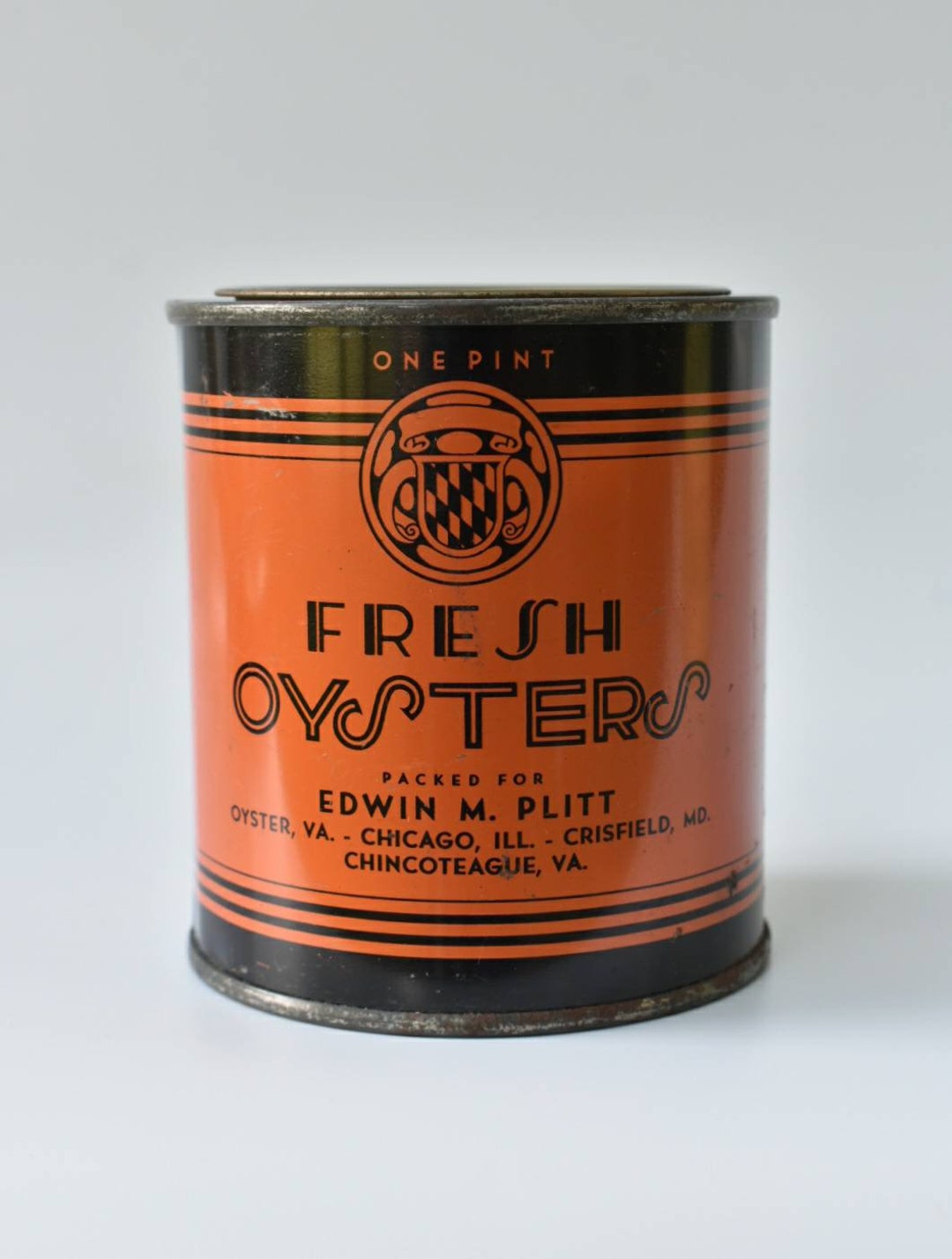 Oyster Can Pint Size Edwin M. Plitt - Oyster and Chincoteague VA ...