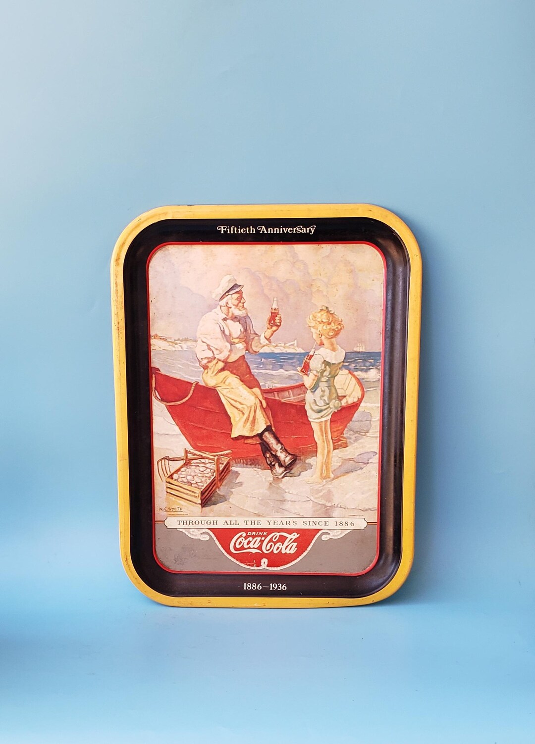 Vintage Coca Cola Tin Tray: Clammer Sea Captain, 1987 - Etsy