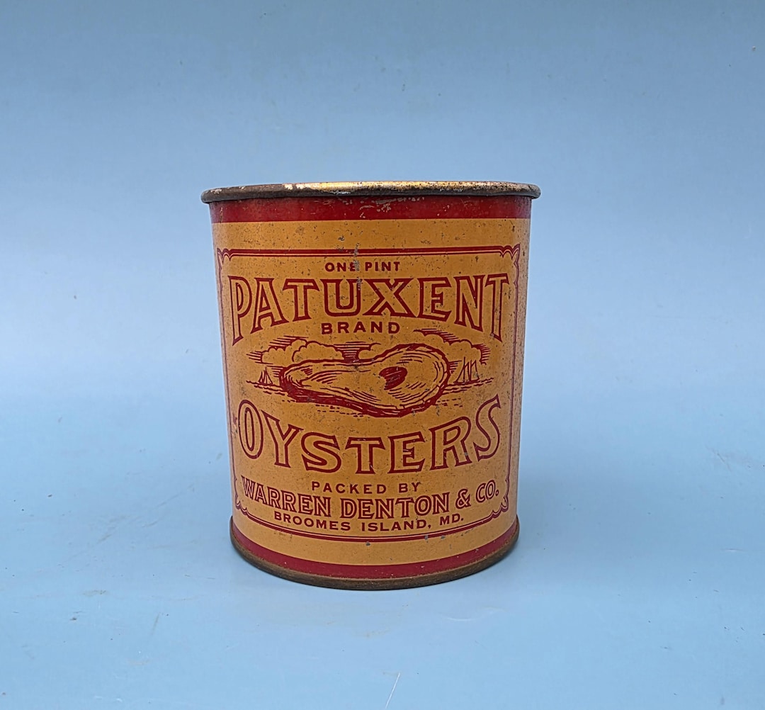 Vintage Oyster Tin Warren Denton Pint Size Advertising Can From Broomes ...