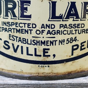 Lard Tin Pail Advertising Can Jacob Ulmer Packing Company Pure Lard ...