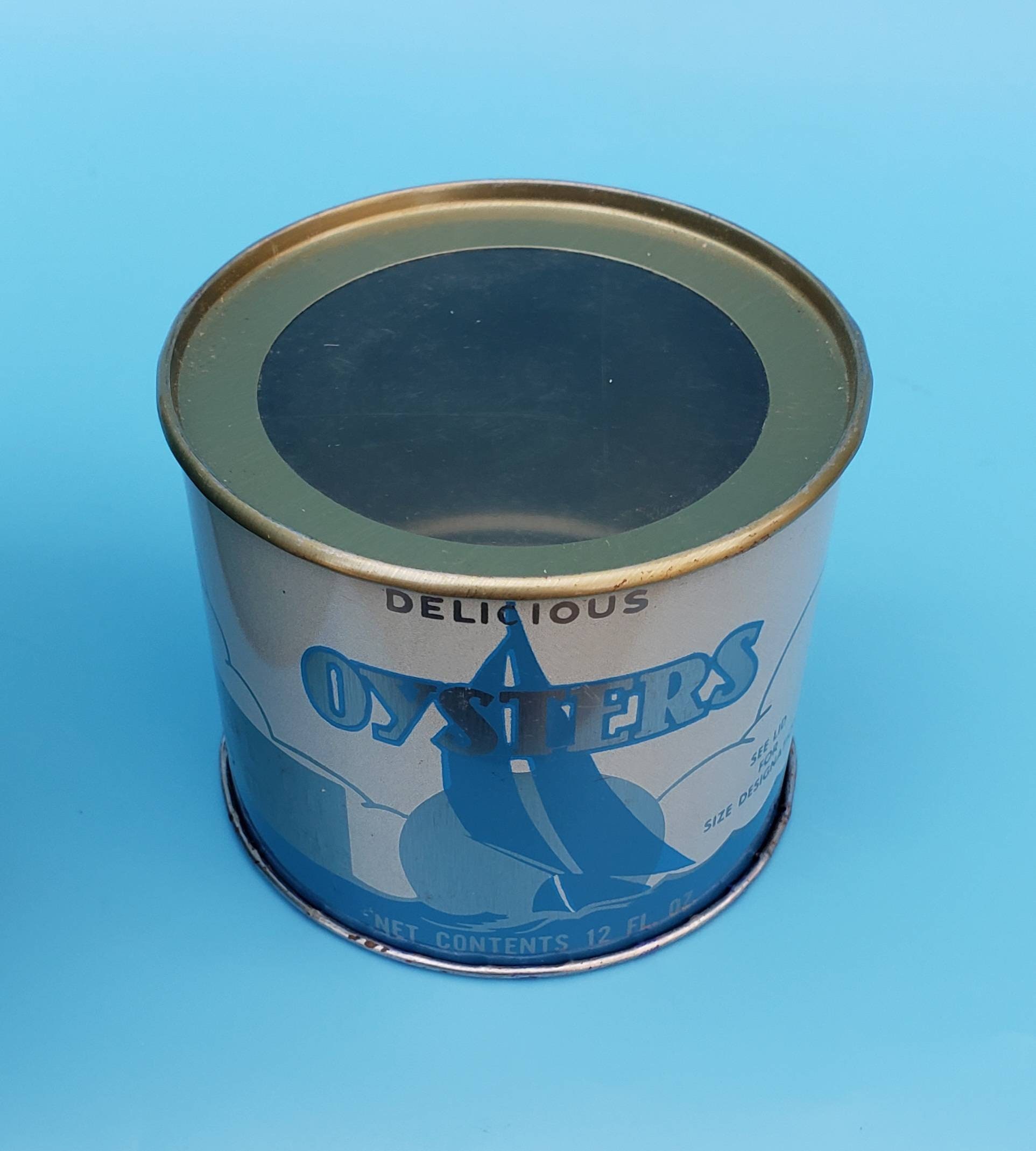 Oyster Can Ray Jones Seafood 12 Ounce Advertising Tin Wittman Maryland ...