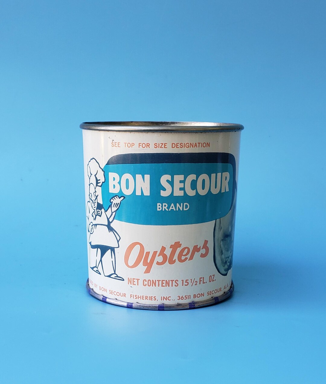 Oyster Can Bon Secour Pint Advertising Tin From Bon Secour Alabama - Etsy