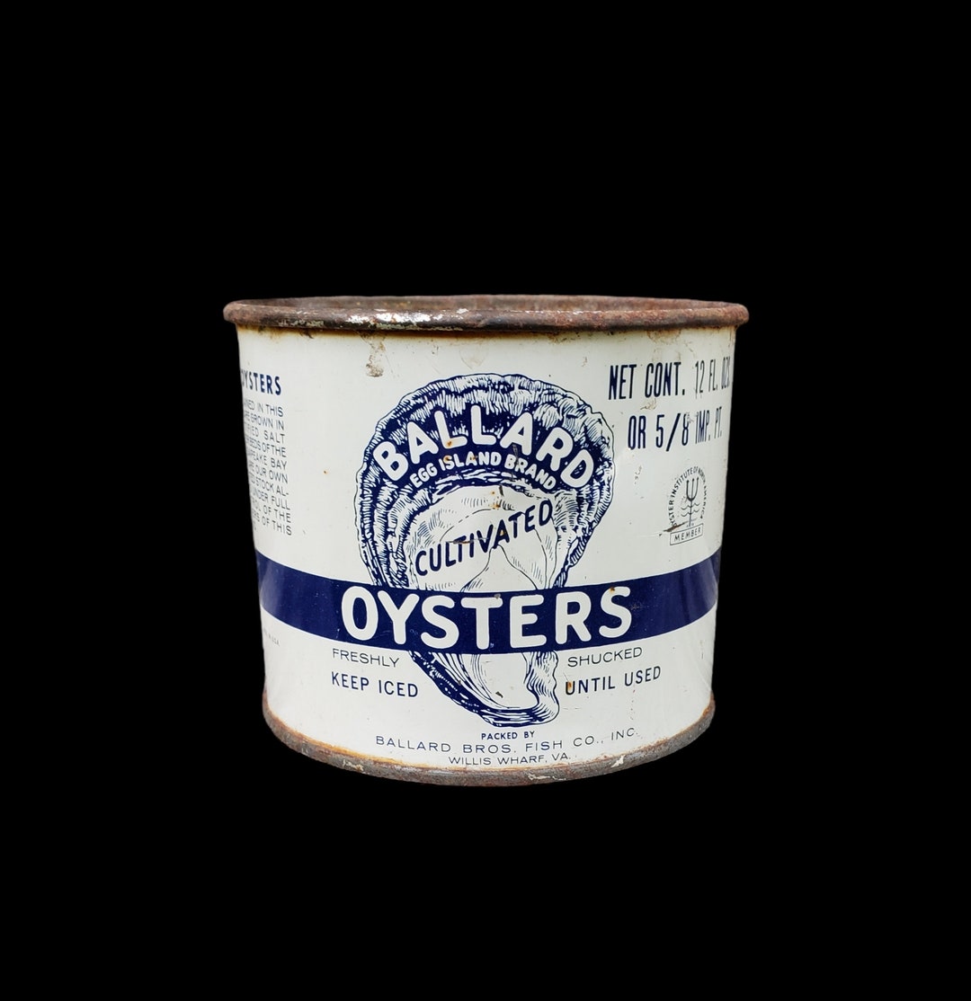 Vintage Oyster Tin Advertising Can Ballard Bros. Fish Co. Egg Island ...