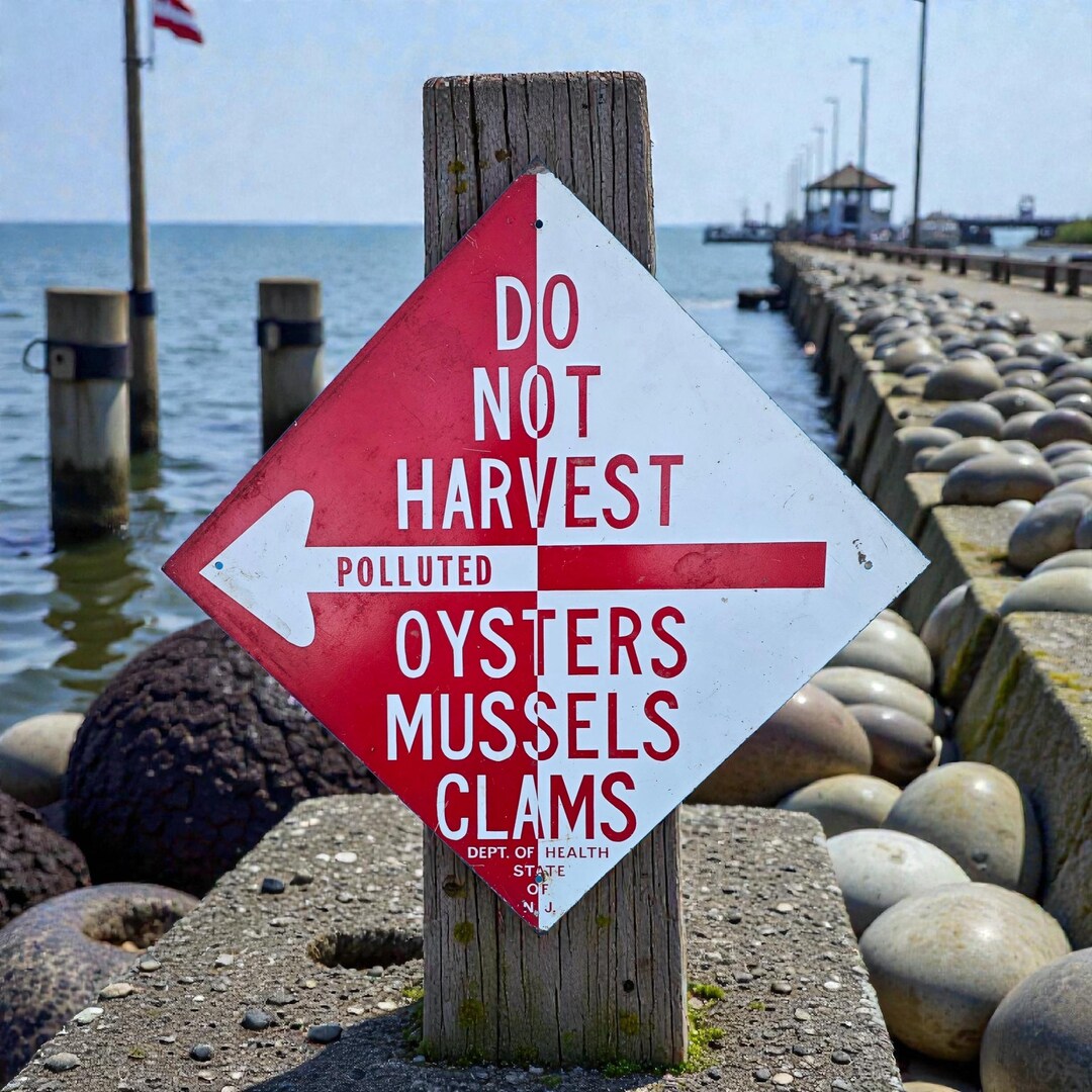Vintage Tin Sign No Shellfish Harvesting Dept of Health New Jersey ...