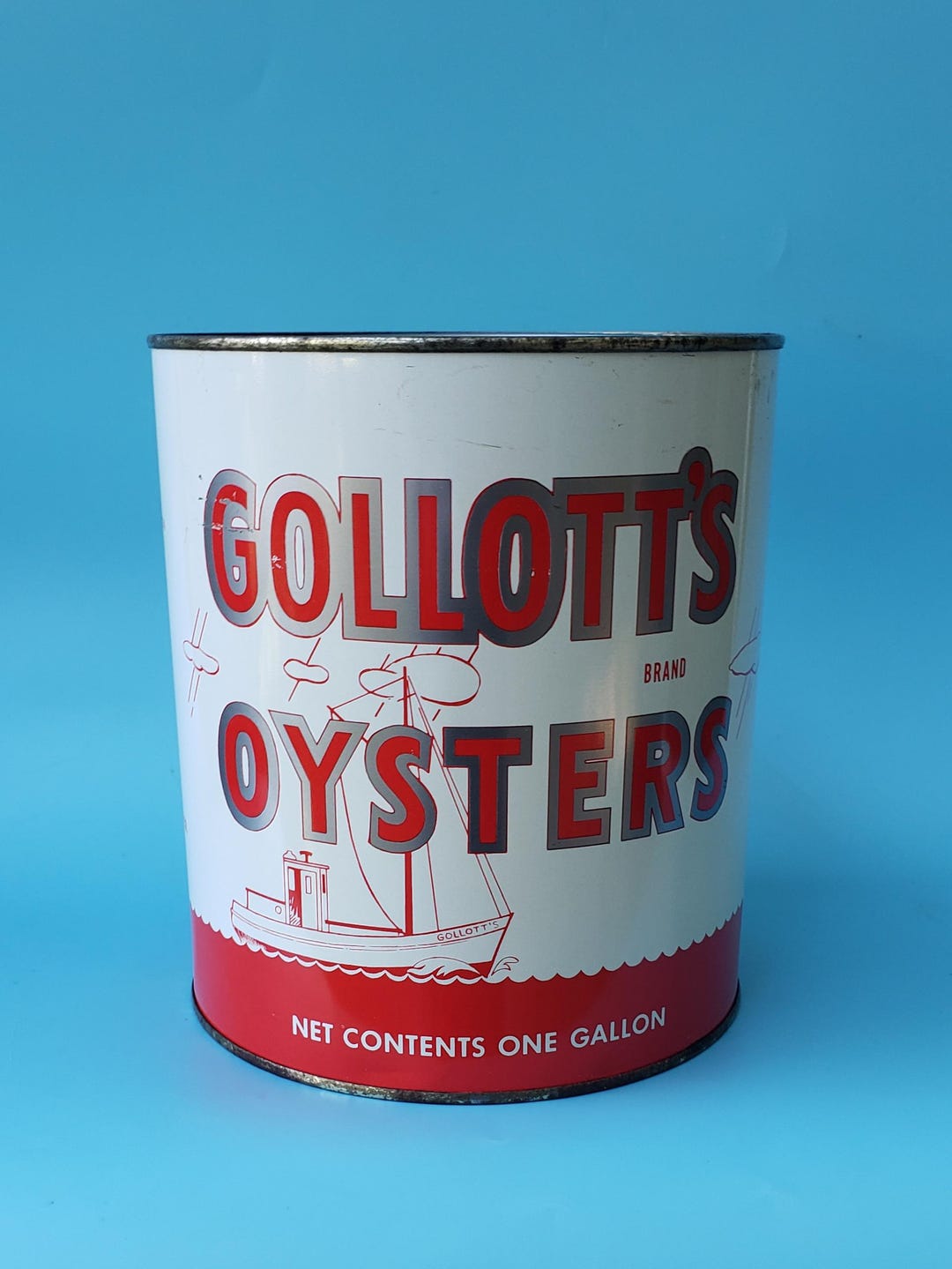 Oyster Tin Gollott's Brand Gallon Advertising Can From Biloxi ...