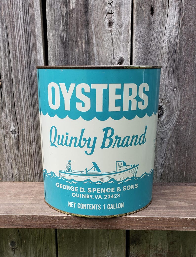 Vintage Quinby Brand Oyster Advertising Tin Can - Gallon Size - Etsy