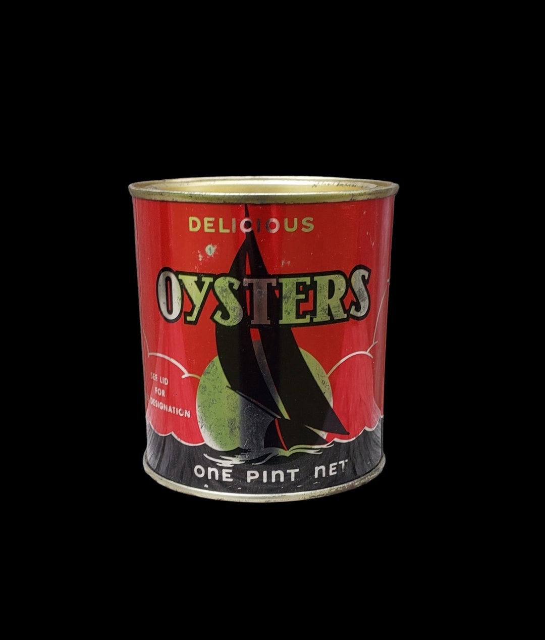 Vintage Oyster Tin Pint Advertising Can F & H Benning Co. in Galesville ...