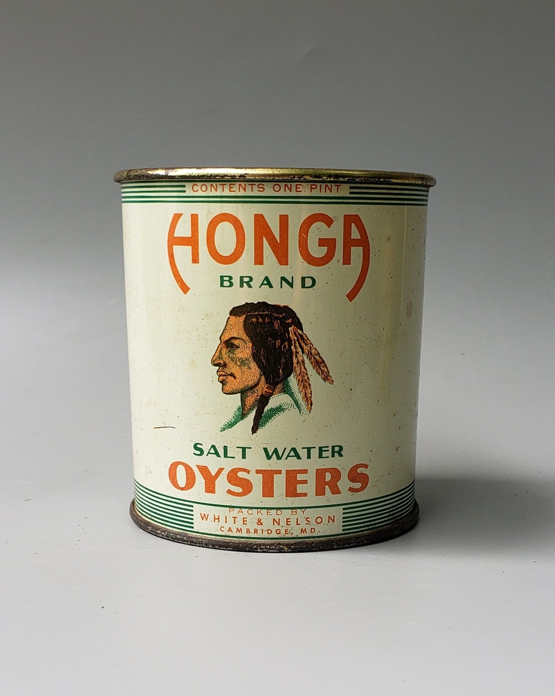 Oyster Can Honga Brand Pint Size Tin From Cambridge Maryland- Native ...