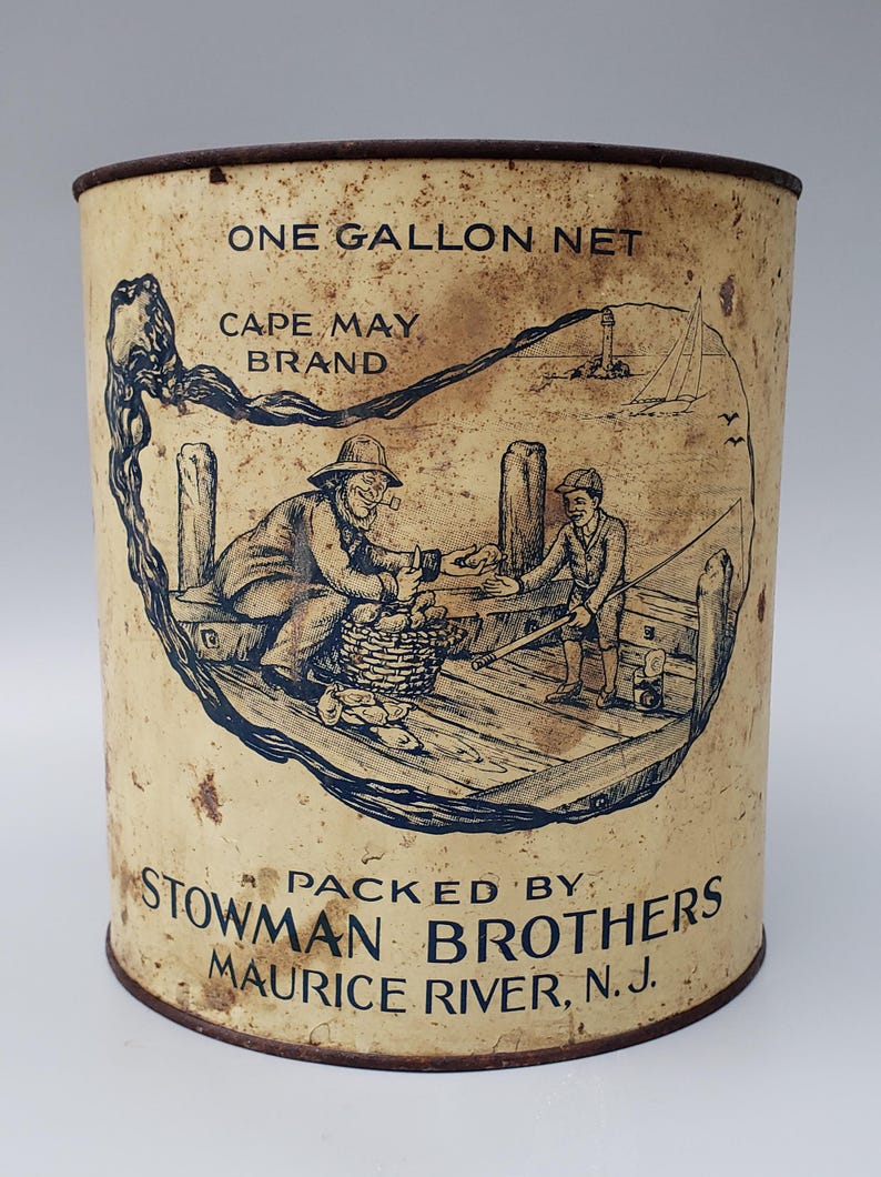 Vintage Captain Jacks Oyster Tin: Cape May Advertising Can Stowman ...