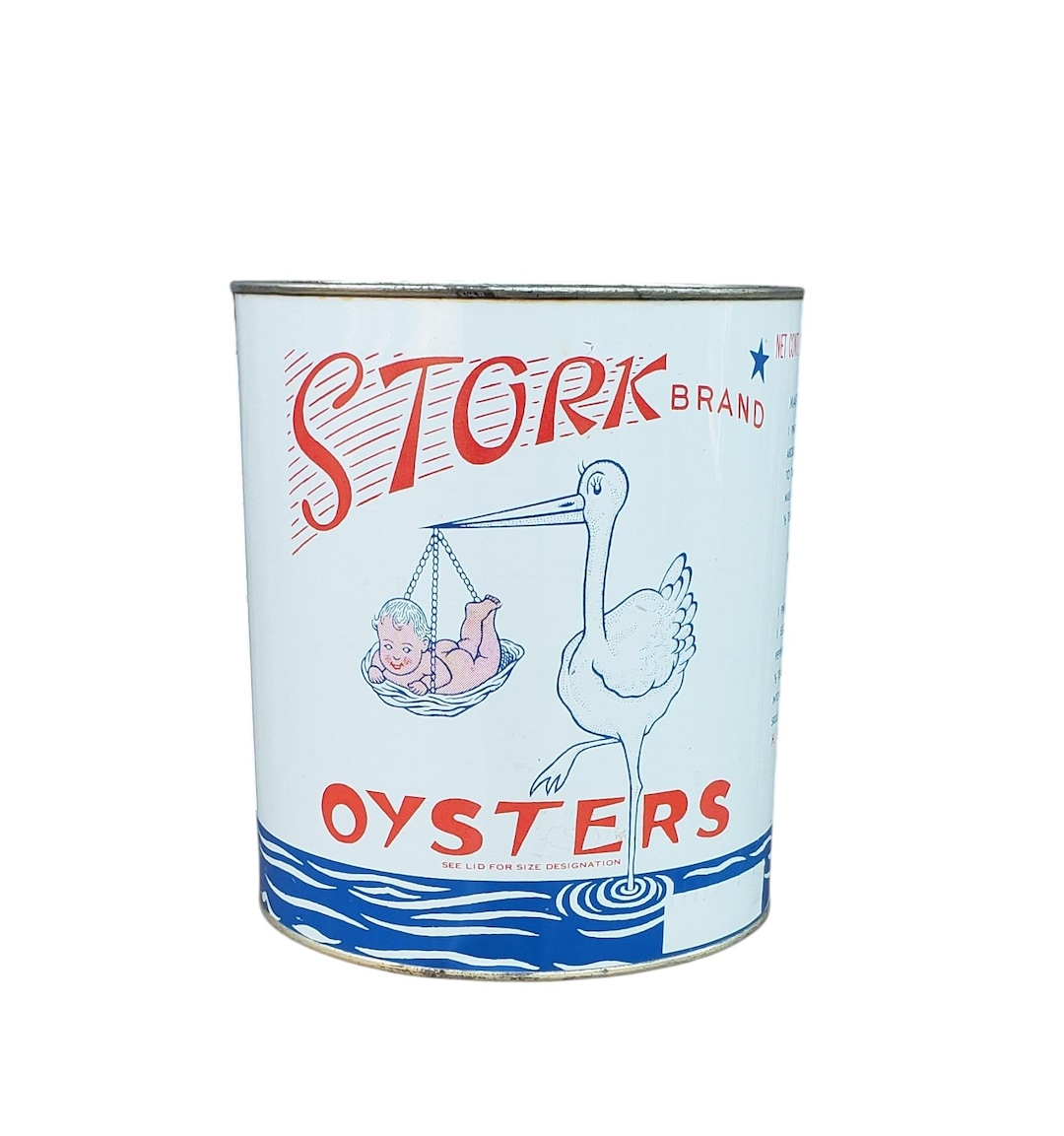 Oyster Can Stork Brand Gallon Advertising Tin Grasonville Maryland - Etsy