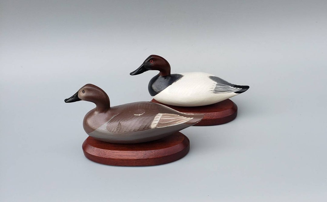 Duck Decoy Miniature Wooden Canvasback Pair Bill Collins Maryland - Etsy