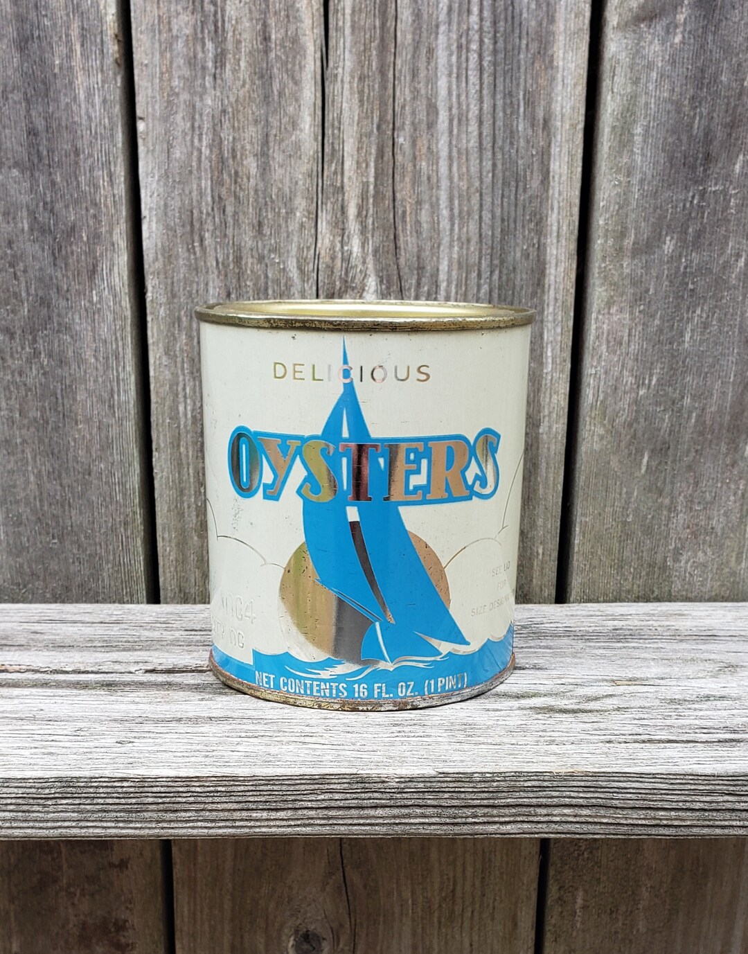 Oyster Tin Pint Size Advertising Can From J. D. Weeks Oyster Company ...
