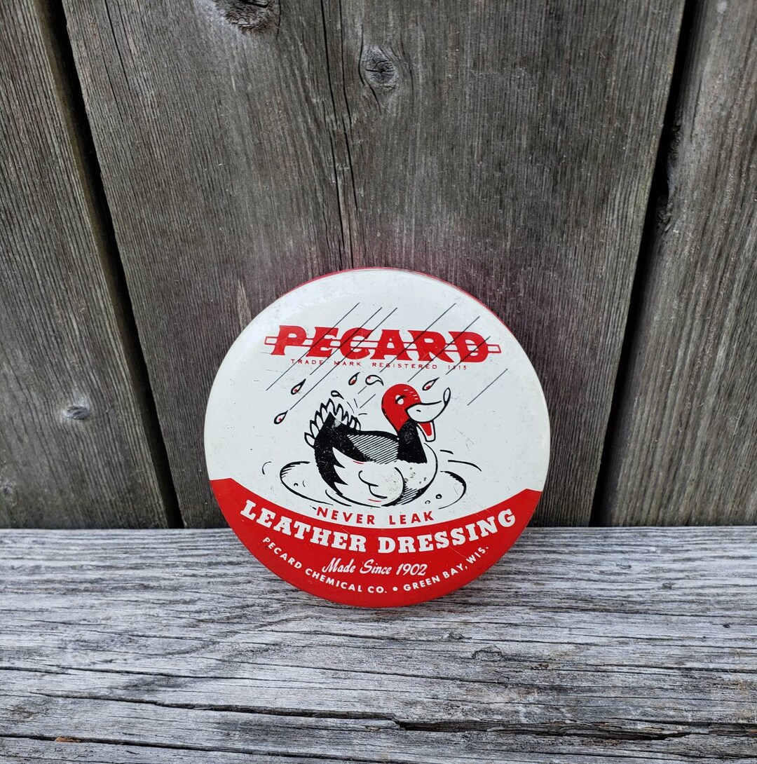 Vintage Pecard Shoe Leather Dressing Tin Advertising Can Green Bay ...