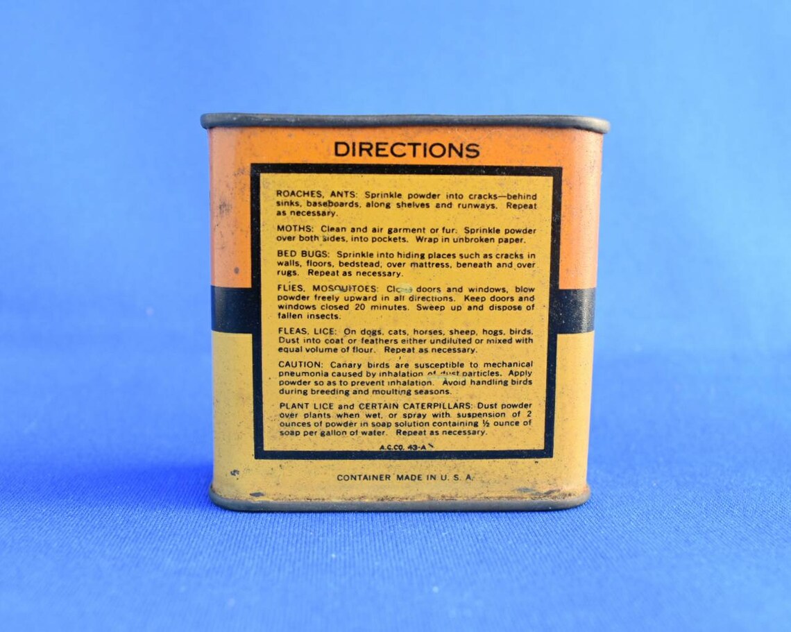 Vintage Insect Powder Tin Advertising Can Black Flag A. S. - Etsy