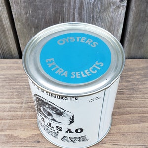 Oyster Can Pint Bay Shore Brand Advertising Tin W H Harris Seafood ...