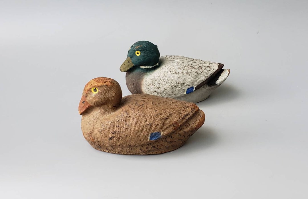 Duck Decoy Mini Paper Mache Salesman Sample Miniature Mallard Pair ...