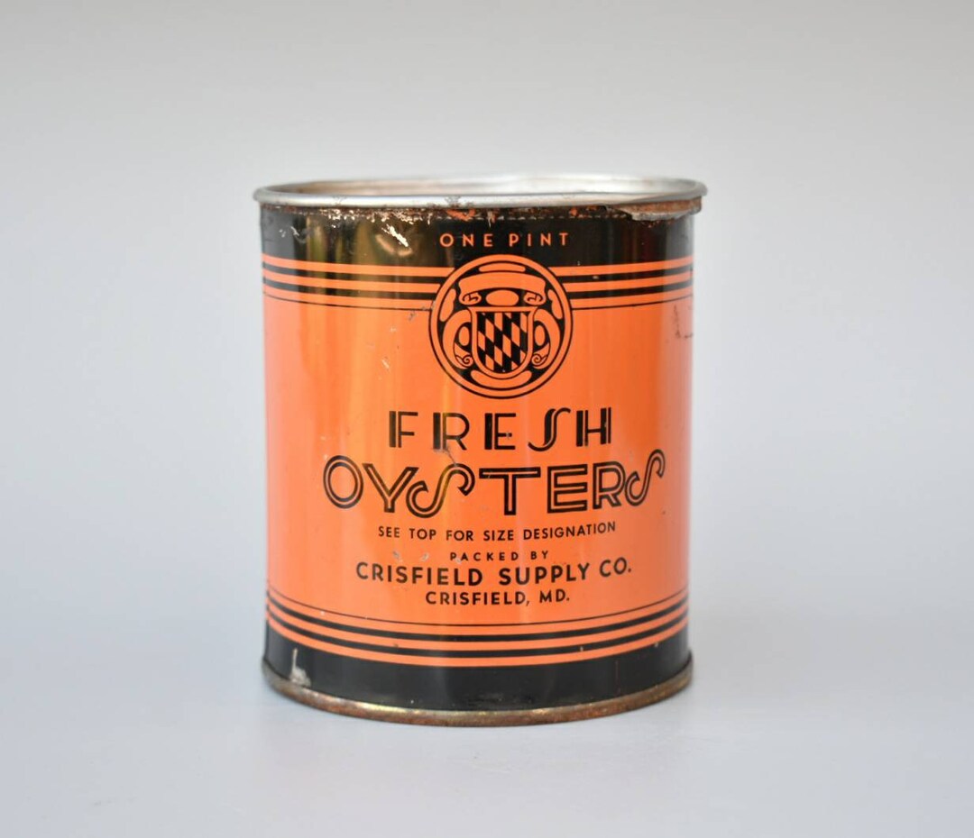 Vintage Pint Size Oyster Tin Advertising Can From the Crisfield Supply ...
