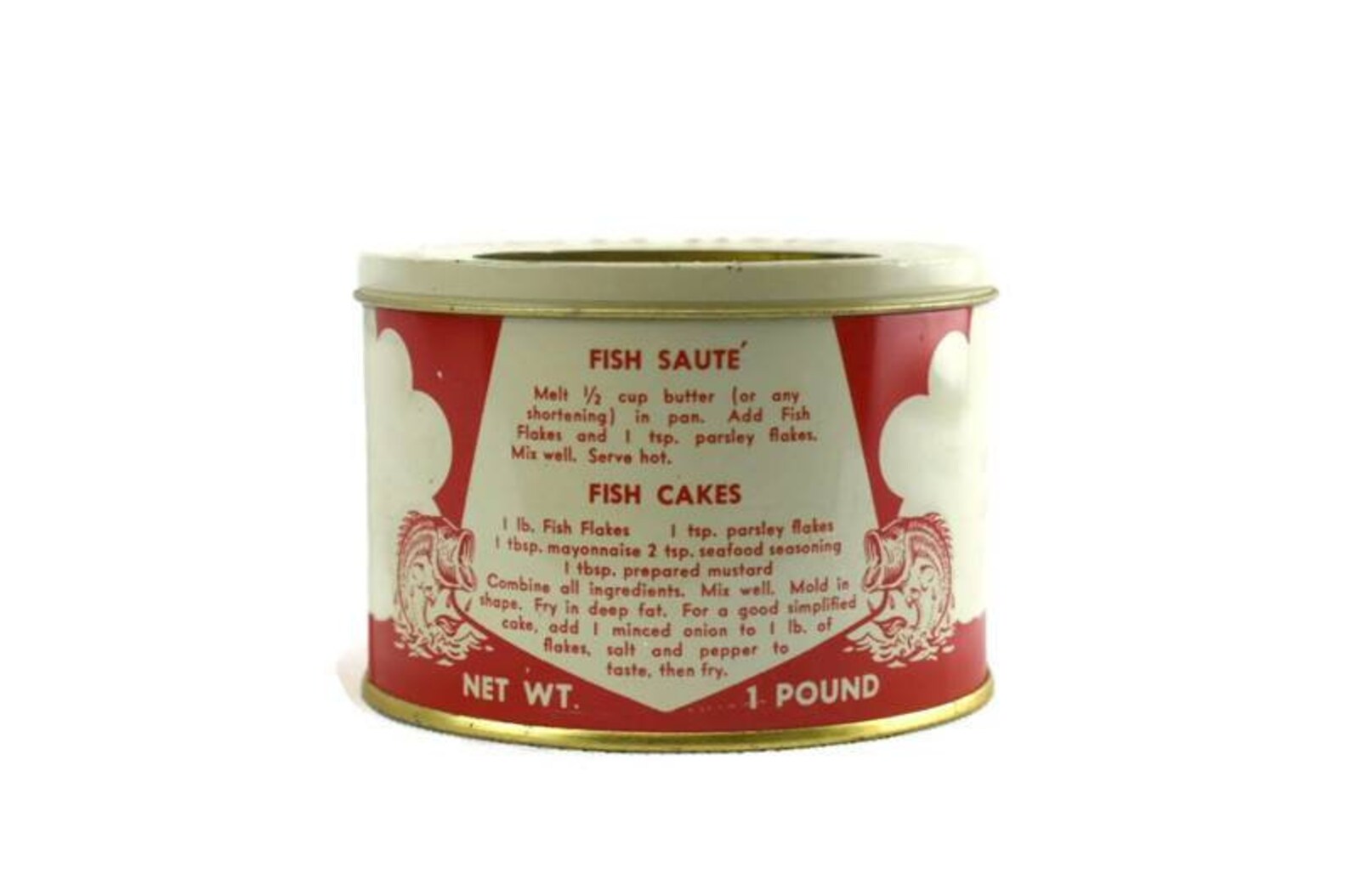 Garrett's Fish Flakes Tin Advertising Can Chesapeake Seafoods, New ...