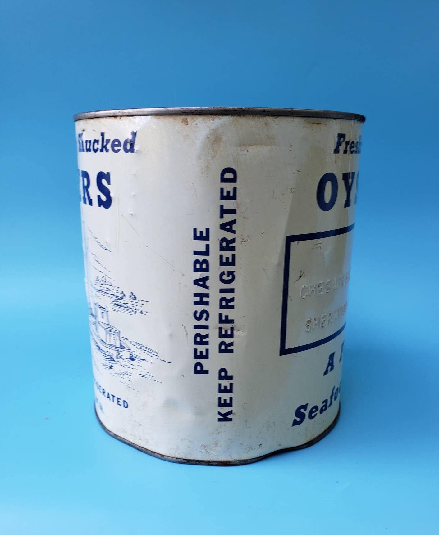 Vintage Chesapeake Shellfish One Gallon Oyster Tin Can From - Etsy