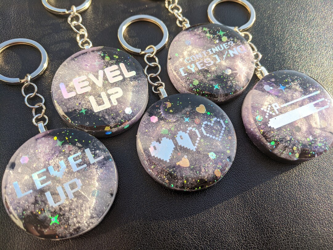 Holographic Gamer Galaxy Resin Keyrings - Etsy