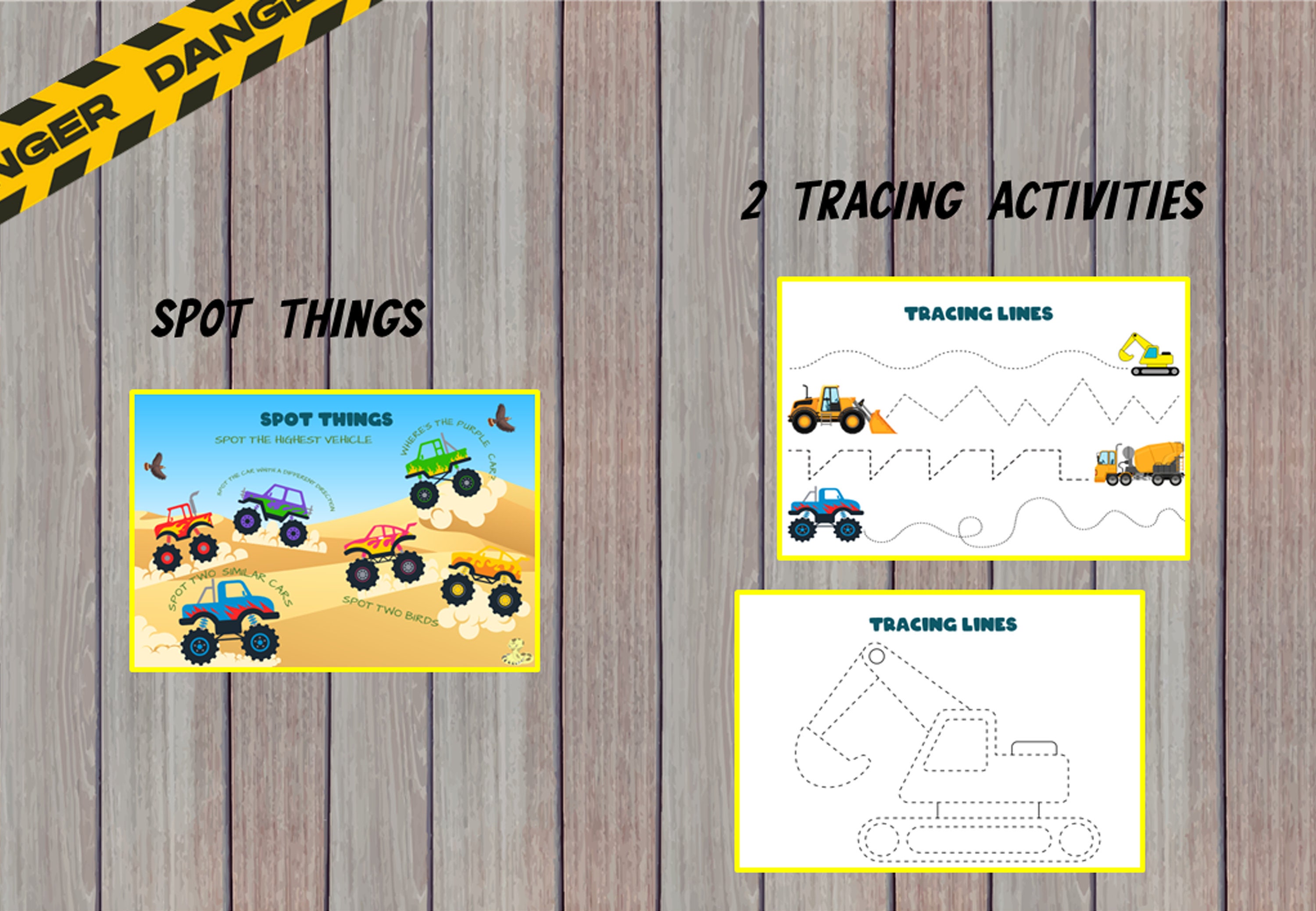 Construction Vehicles Printable Busy Book for Toddlers, Themed Learning ...