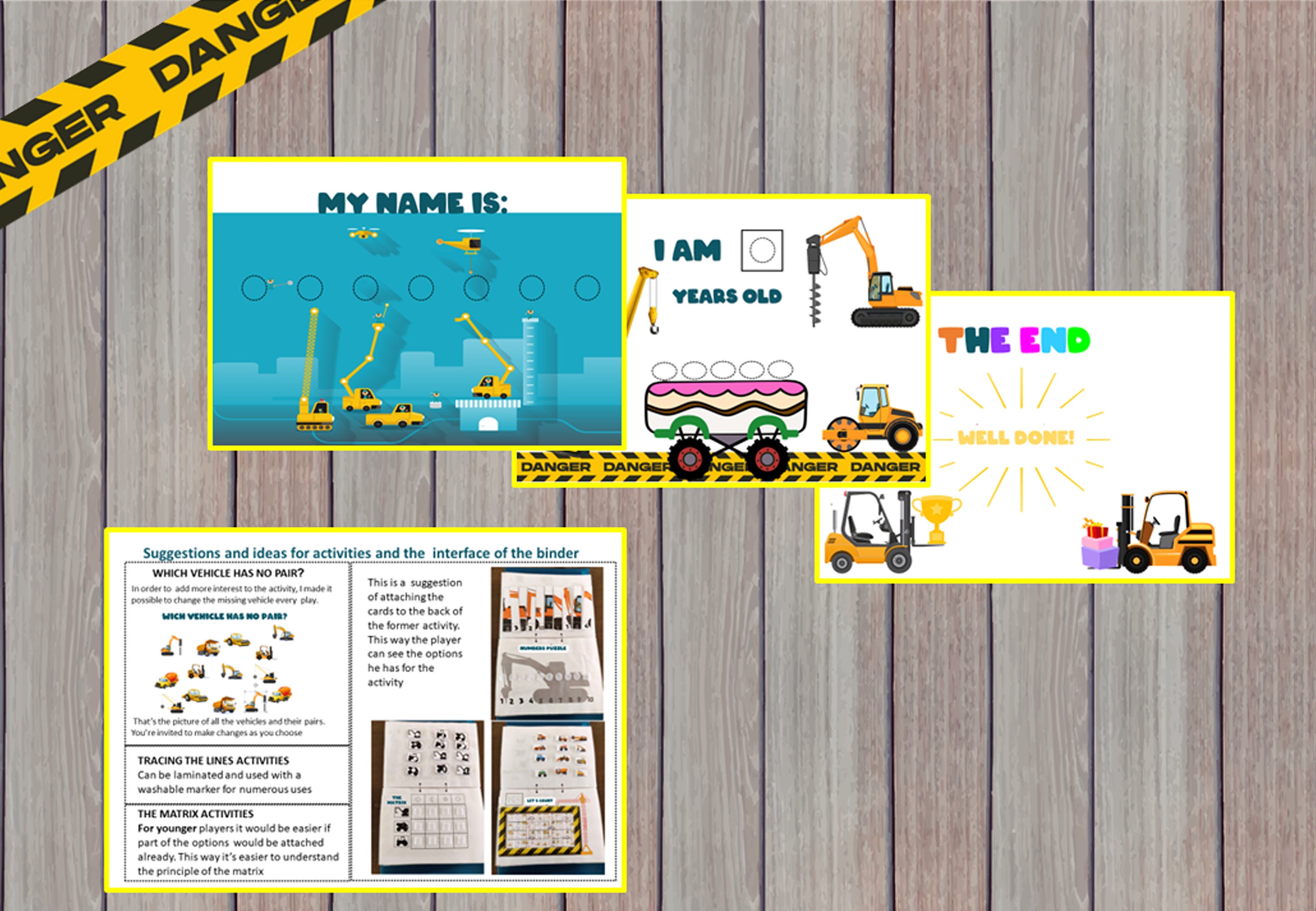 Construction Vehicles Printable Busy Book for Toddlers, Themed Learning ...