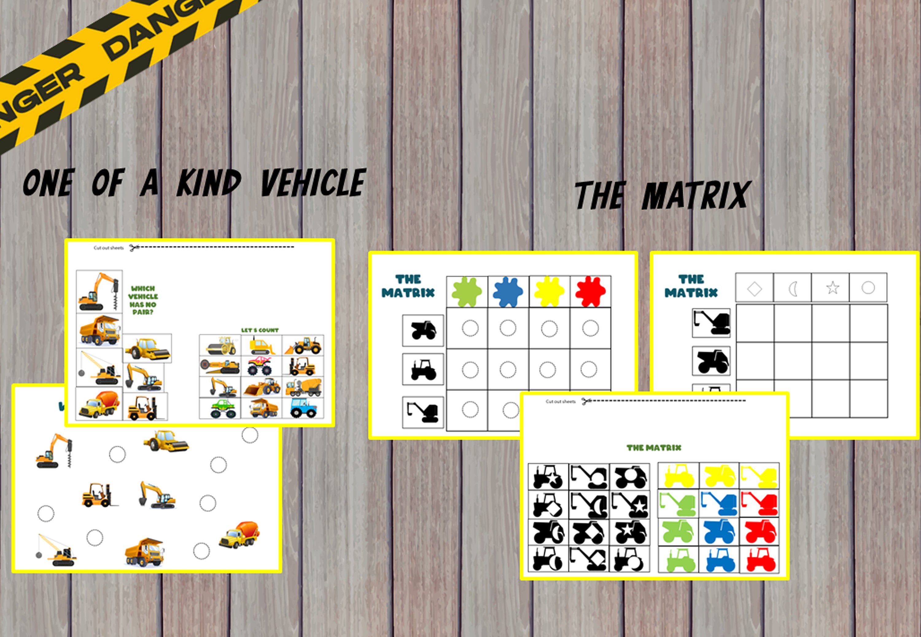 Construction Vehicles Printable Busy Book for Toddlers, Themed Learning ...