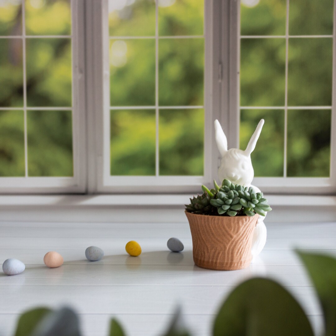 Fun Easter Bunny Pot, 3D Printed Easter Rabbit With Basket, Succulent ...