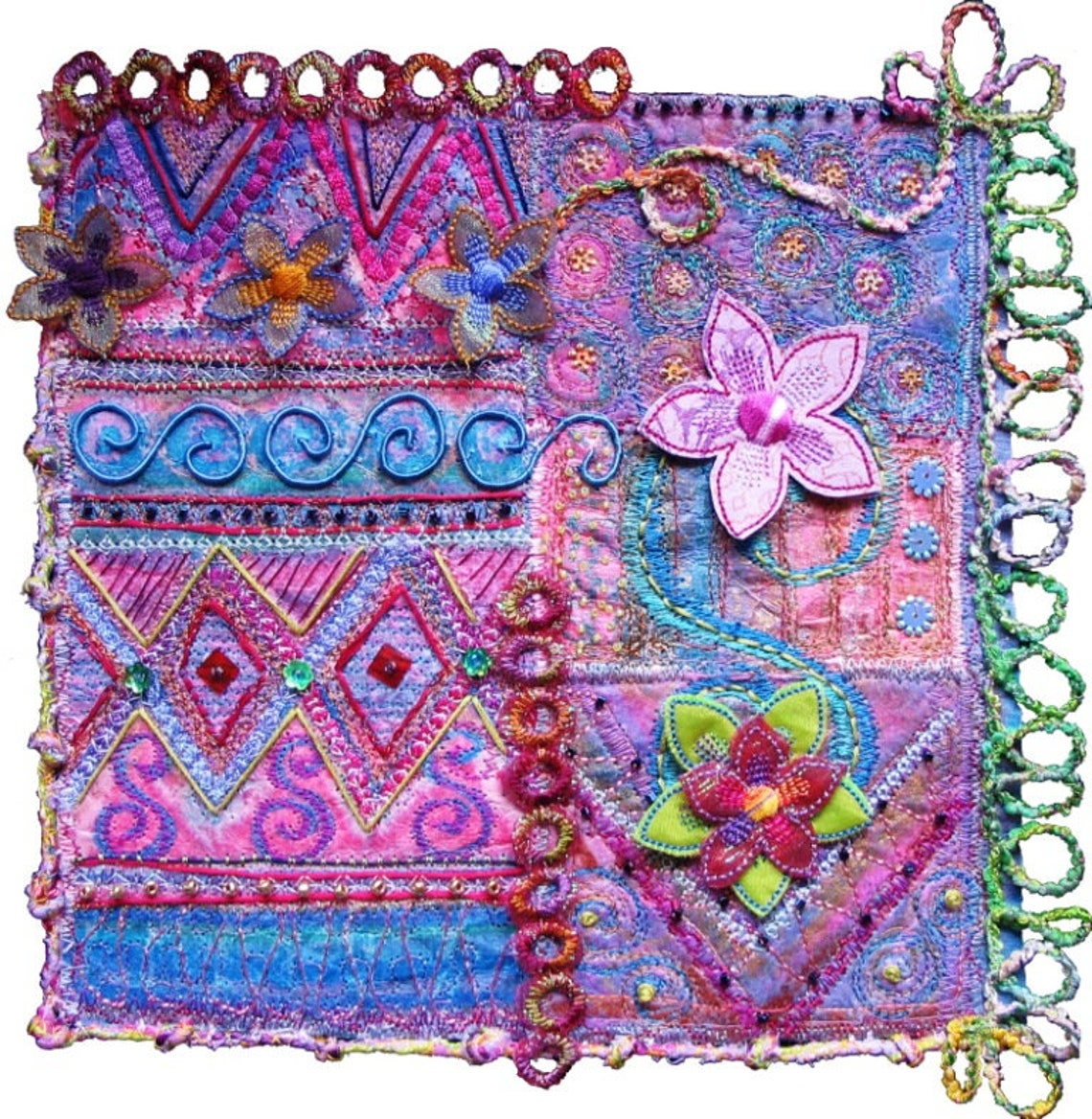 Pdf MIXED MEDIA Online Workshop Tutorial Patchwork Paper Stitched ...