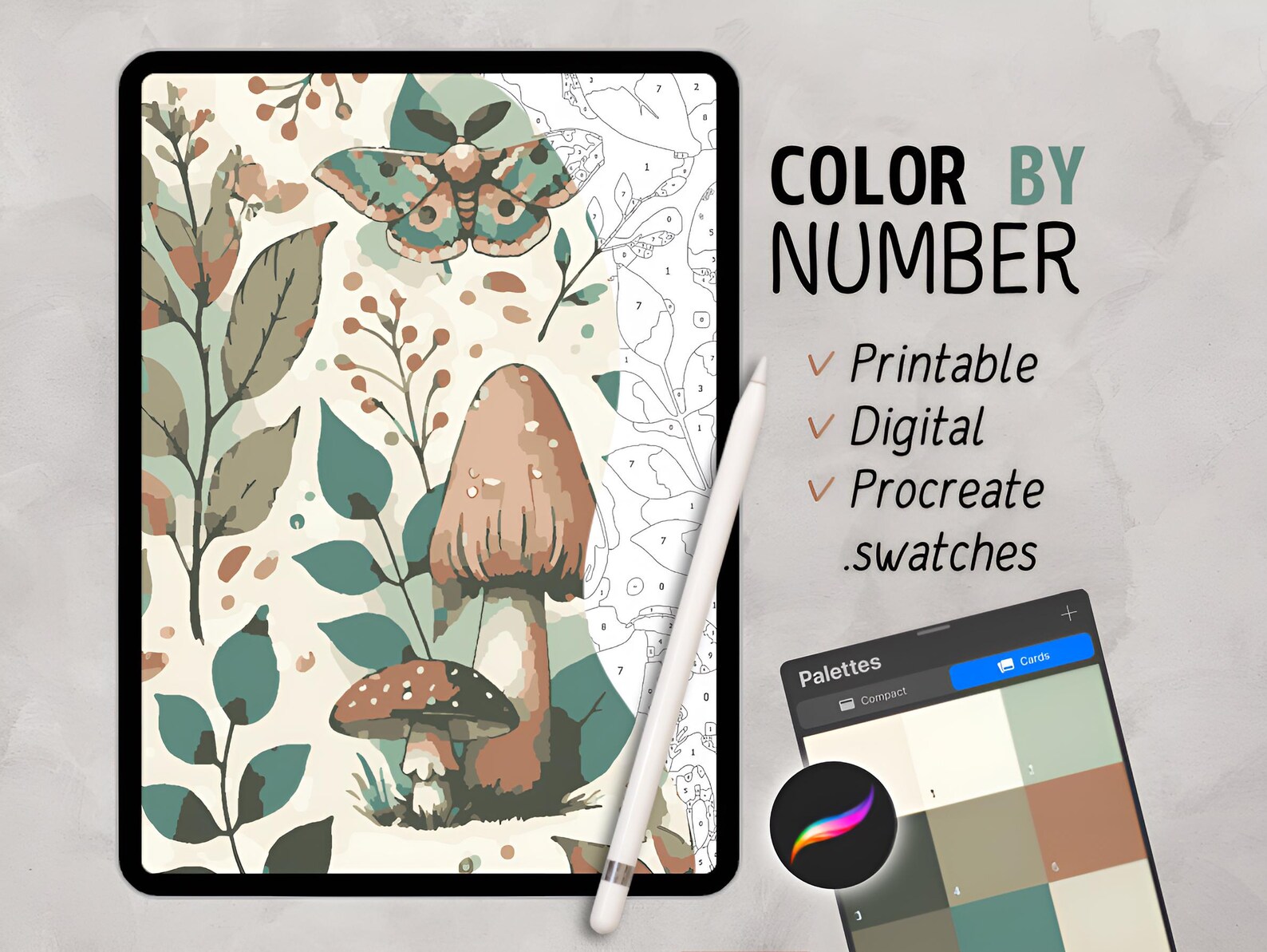 Color by Number ‘whimsical Mushroom’ | Paint by Number | Coloring Page ...