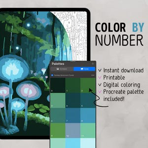 Fantasy Mushroom Forest Color by Number: Digital Art (PDF, PNG) - Etsy