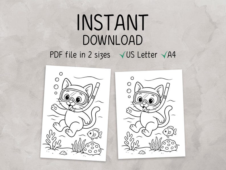 Summer Cats Coloring Book: 20 Holiday Activity Pages (PDF) - Etsy