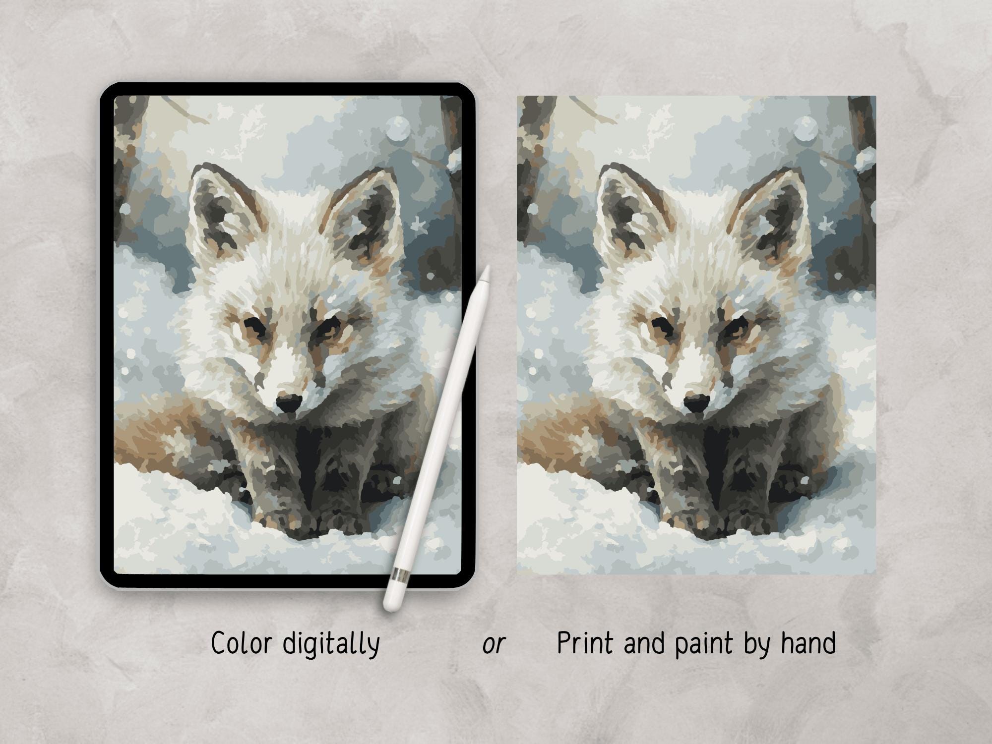 Color by Number ‘arctic Fox’ | Paint by Number | Coloring Page for ...