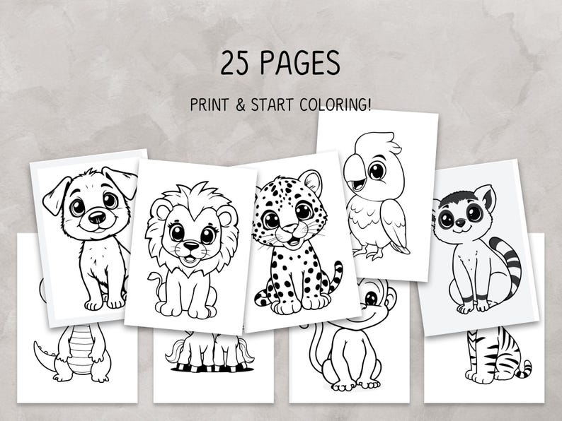25 Animal Coloring Pages for Kids | Printable Coloring Book | Animal ...