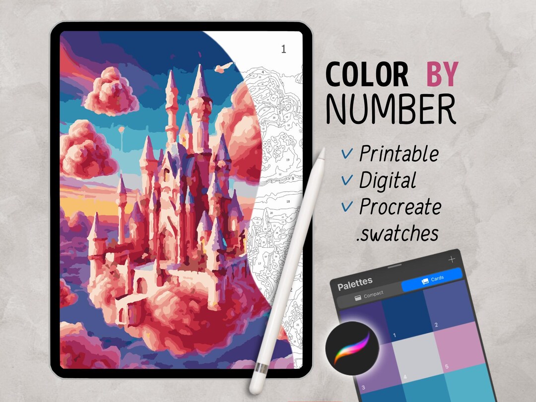 Color by Number ‘fantasy Cloud Castle’ | Paint by Number | Coloring ...