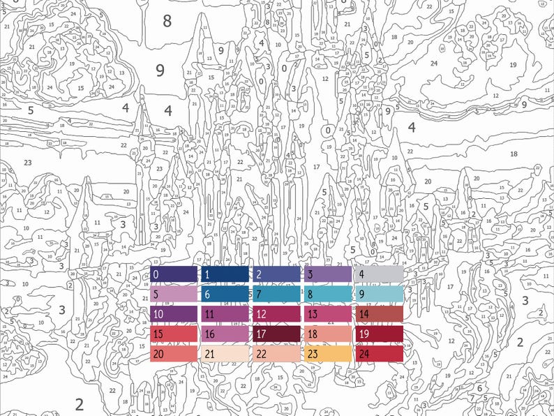 Color by Number ‘fantasy Cloud Castle’ | Paint by Number | Coloring ...