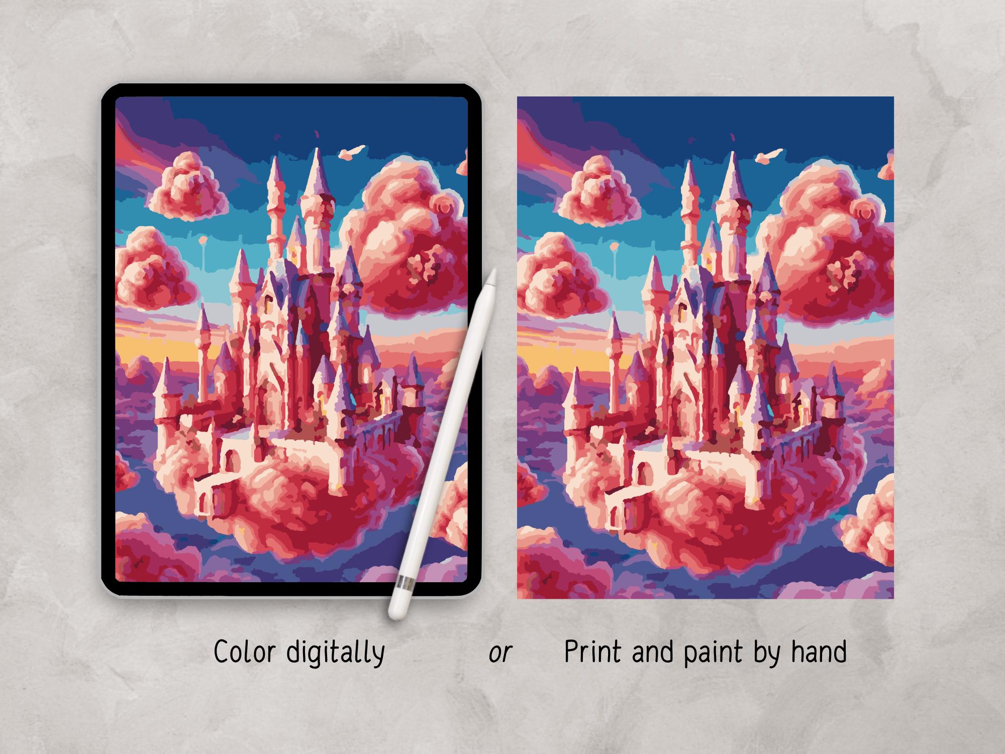 Color by Number ‘fantasy Cloud Castle’ | Paint by Number | Coloring ...