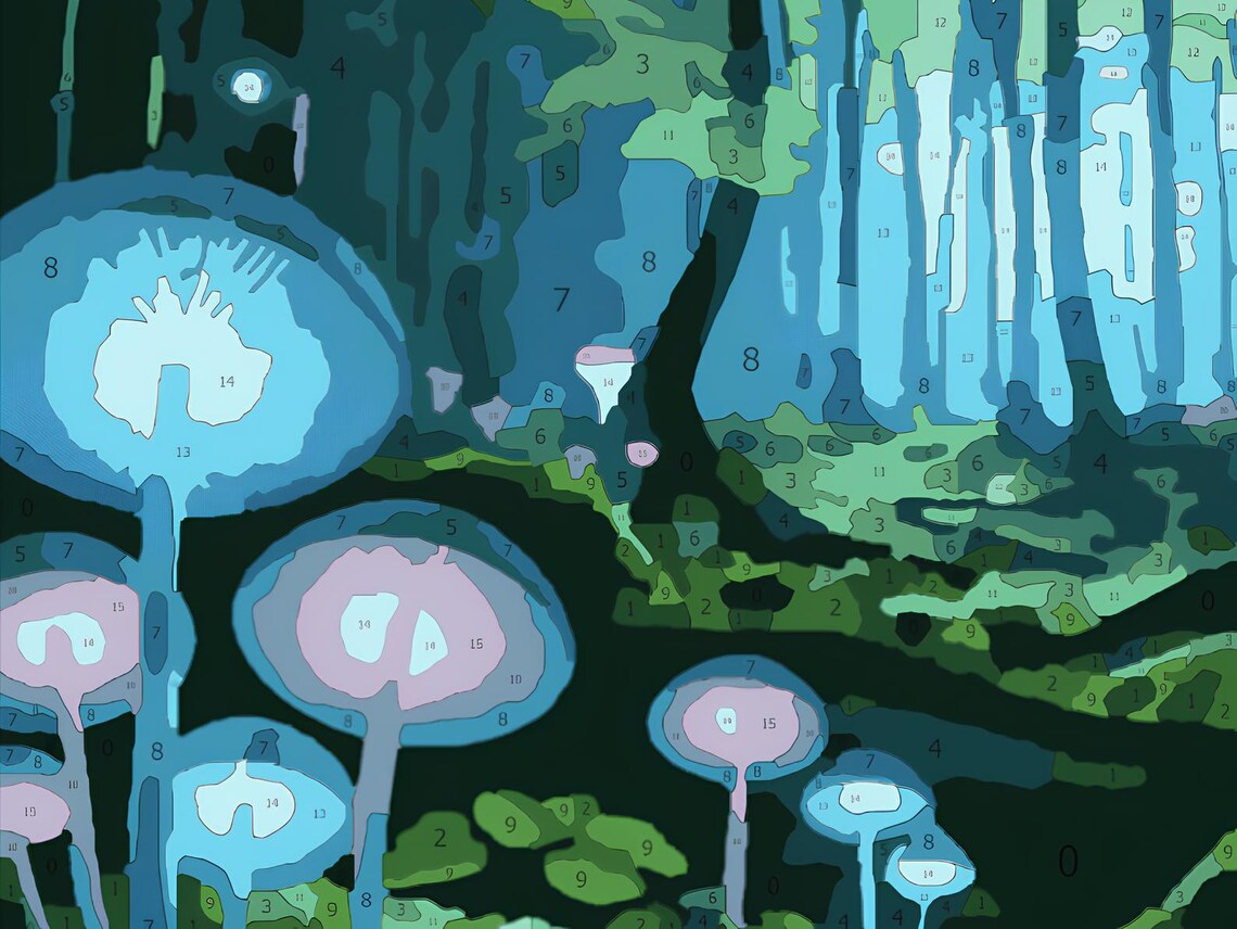 Color by Number ‘fantasy Mushroom Forest’ | Paint by Number | Coloring ...