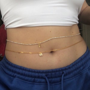 Cz Letter Belly Chain - Etsy