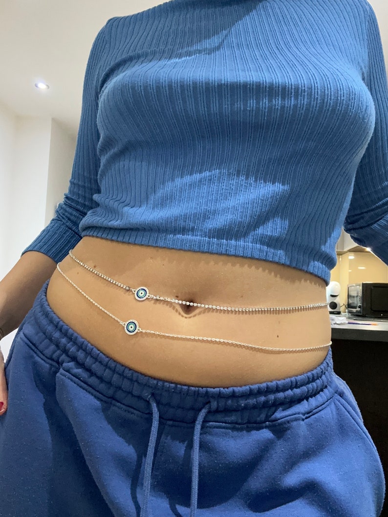 Large Evil Eye Belly Chain - Etsy