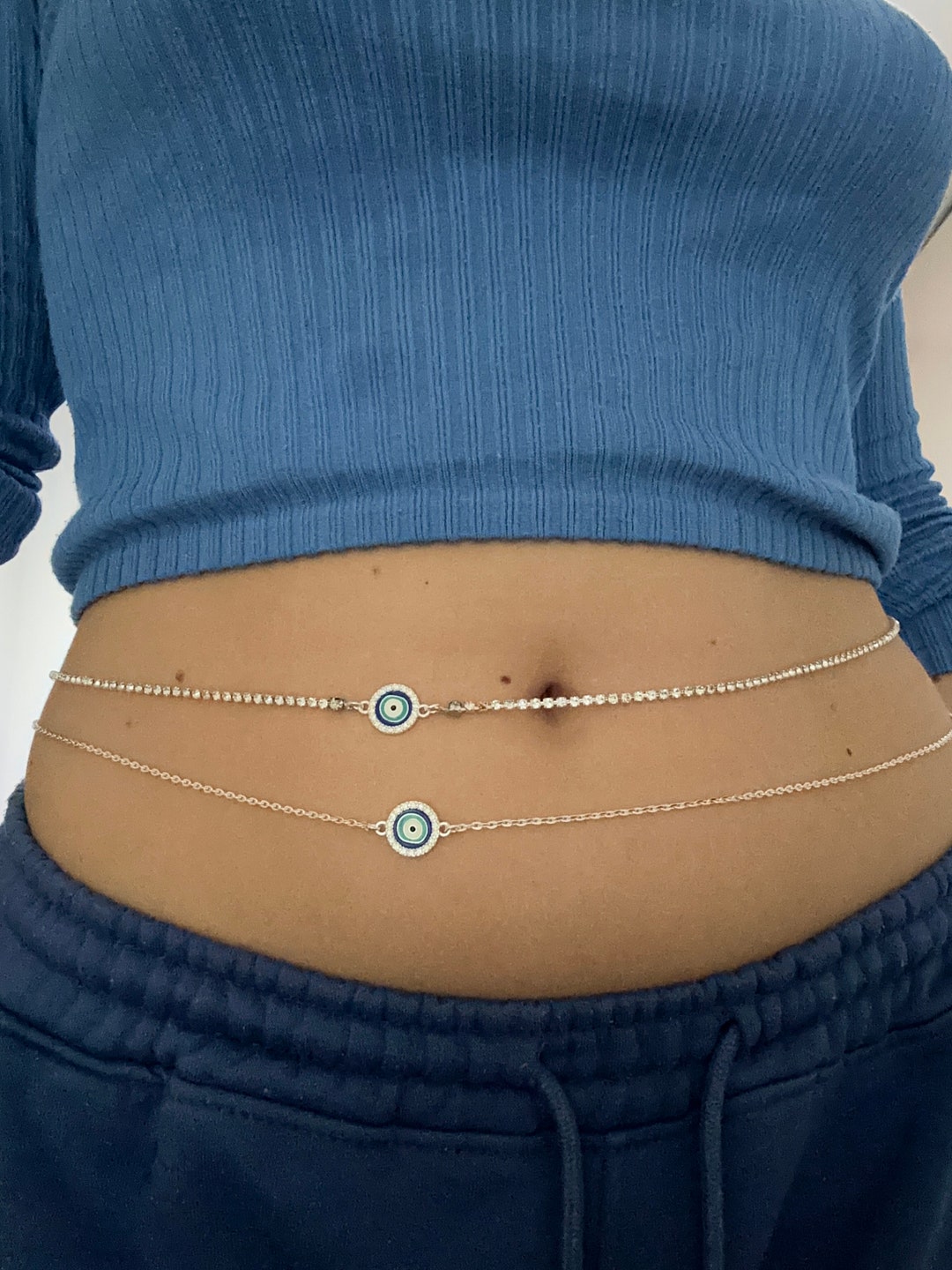 Large Evil Eye Belly Chain - Etsy