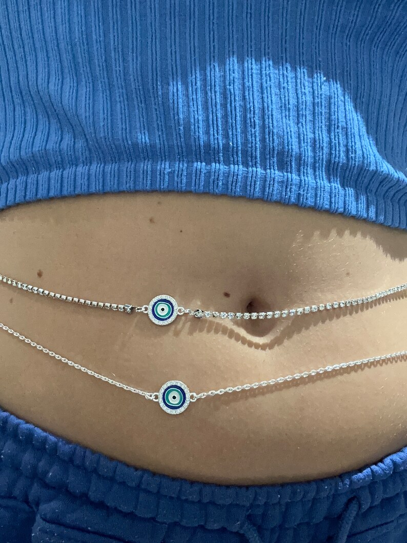 Large Evil Eye Belly Chain - Etsy